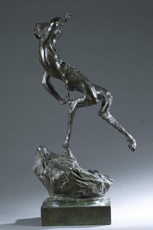 Myra Reynolds Richards | satyr figure blowing a trumpet while dancing ...