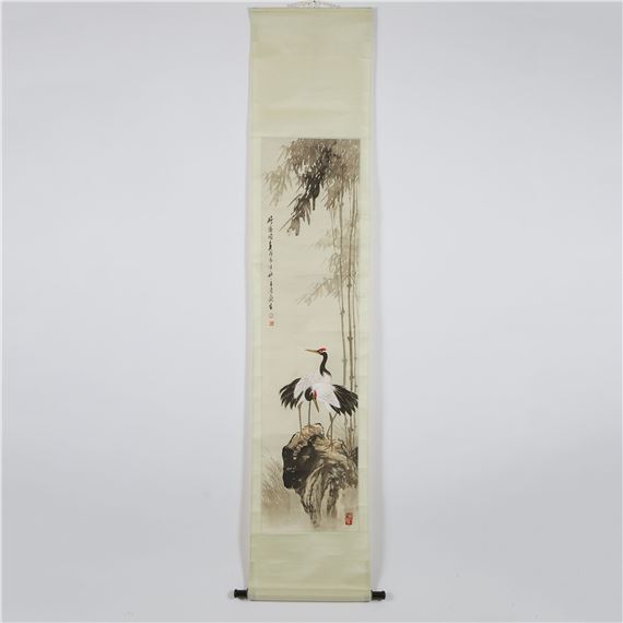 Wang Dalin | Cranes and Bamboo (1988) | MutualArt