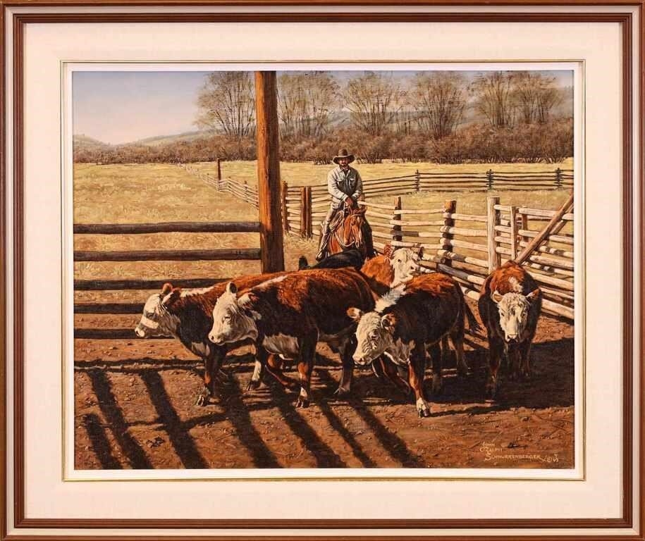 John Ralph Schnurrenberger | CORRALING STEERS | MutualArt