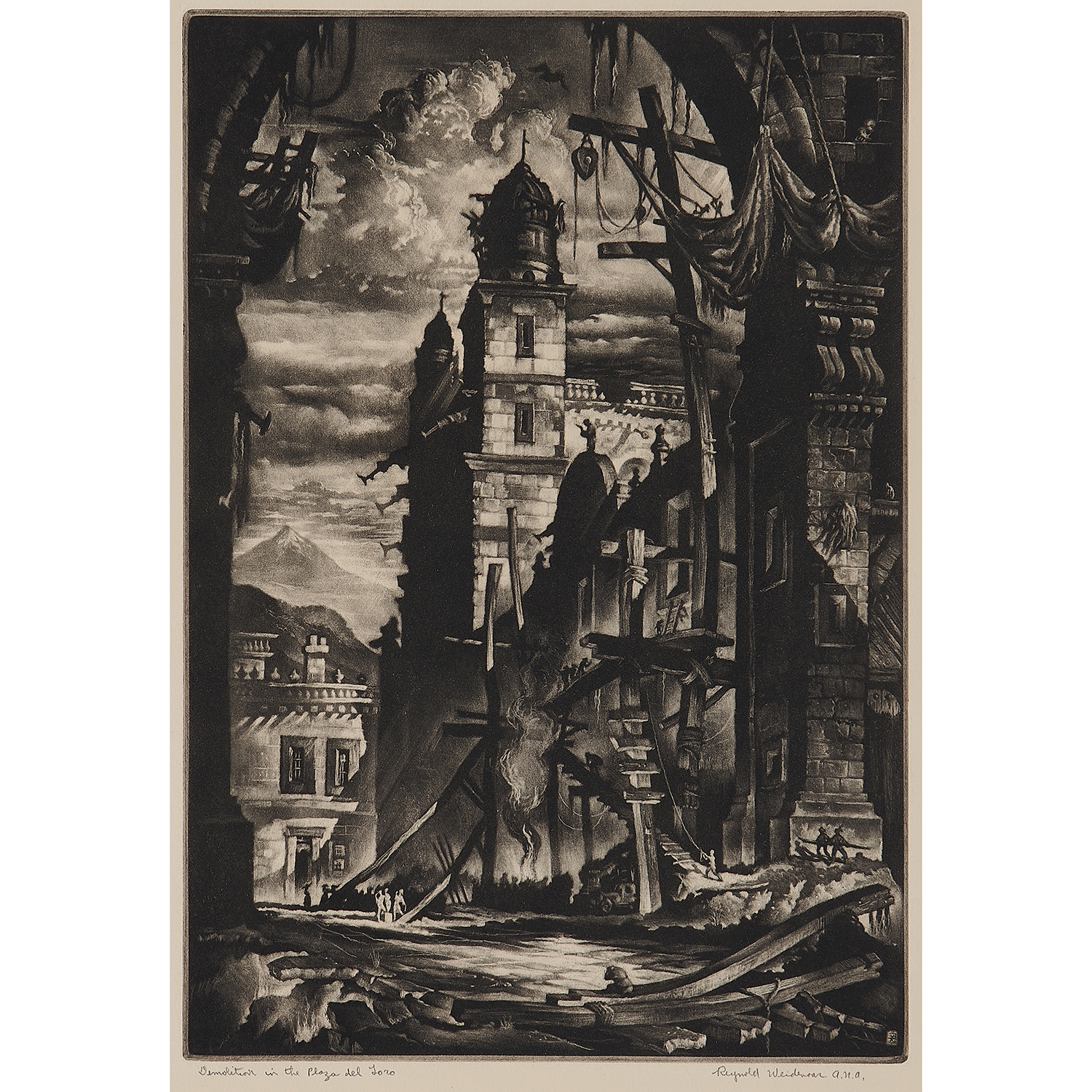 Reynold Henry Weidenaar | Demolition in the Plaza del Toro (1950 ...