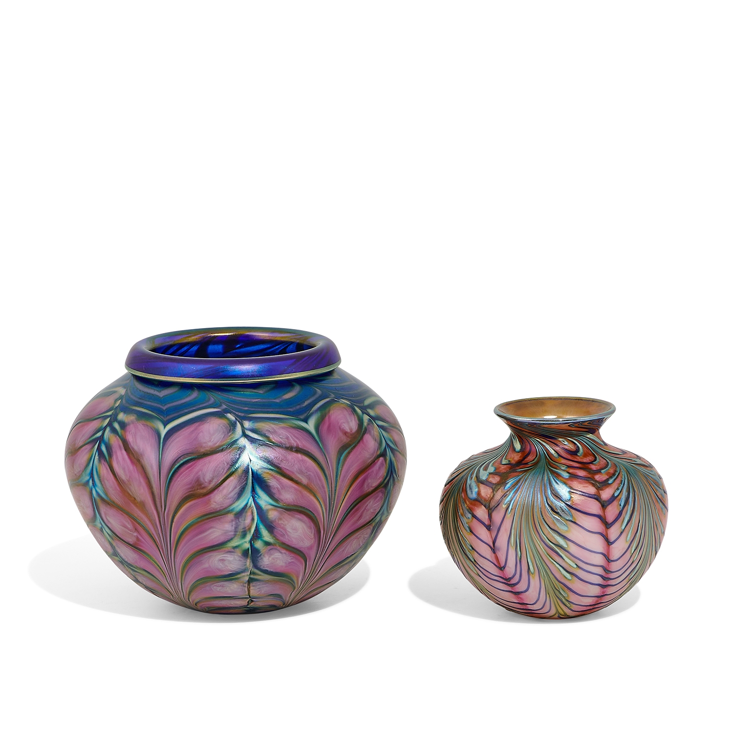 Daniel Lotton | Vases with iridescent stylized leaves (1992) | MutualArt