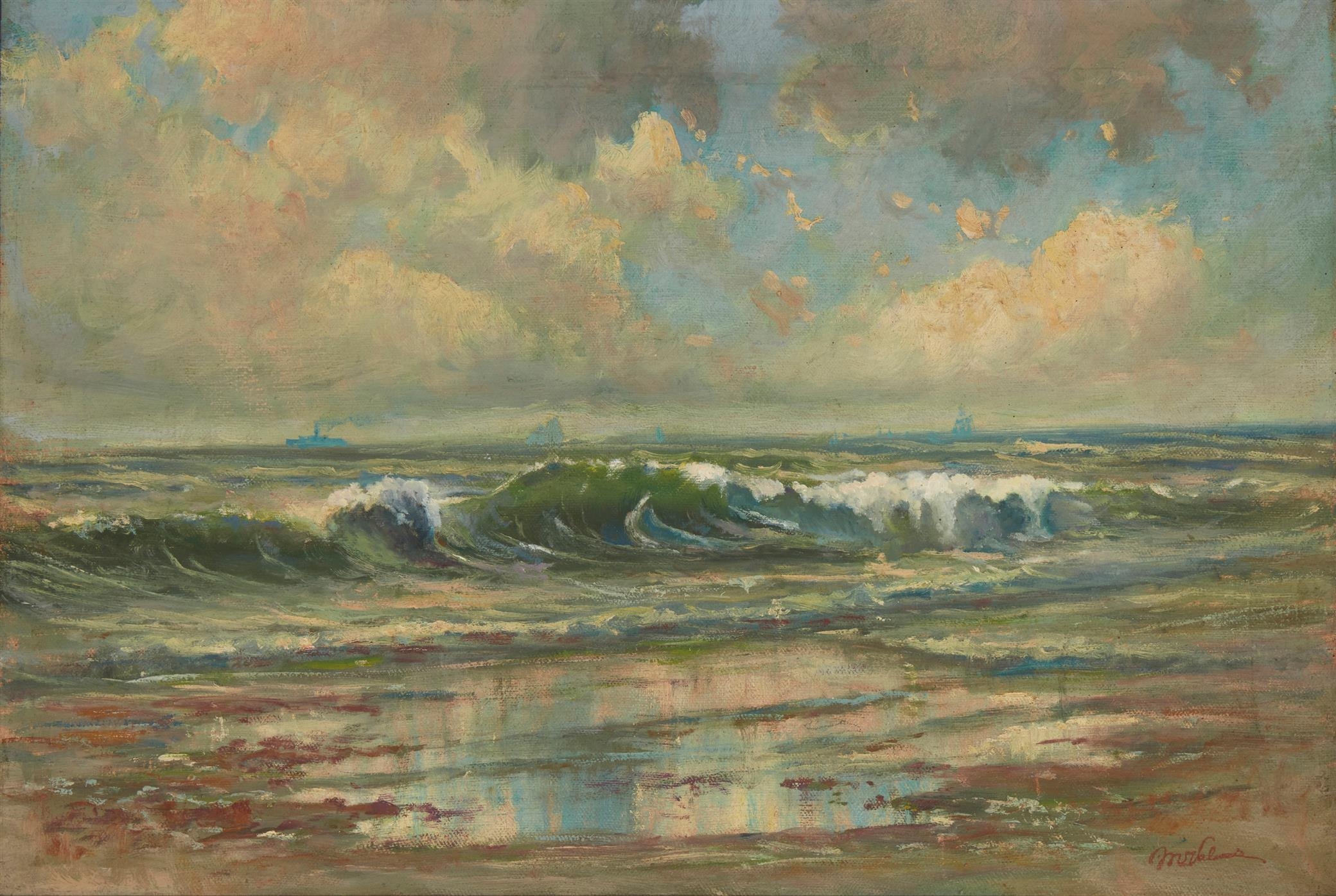 Manuel Valencia | Coastal with ships | MutualArt