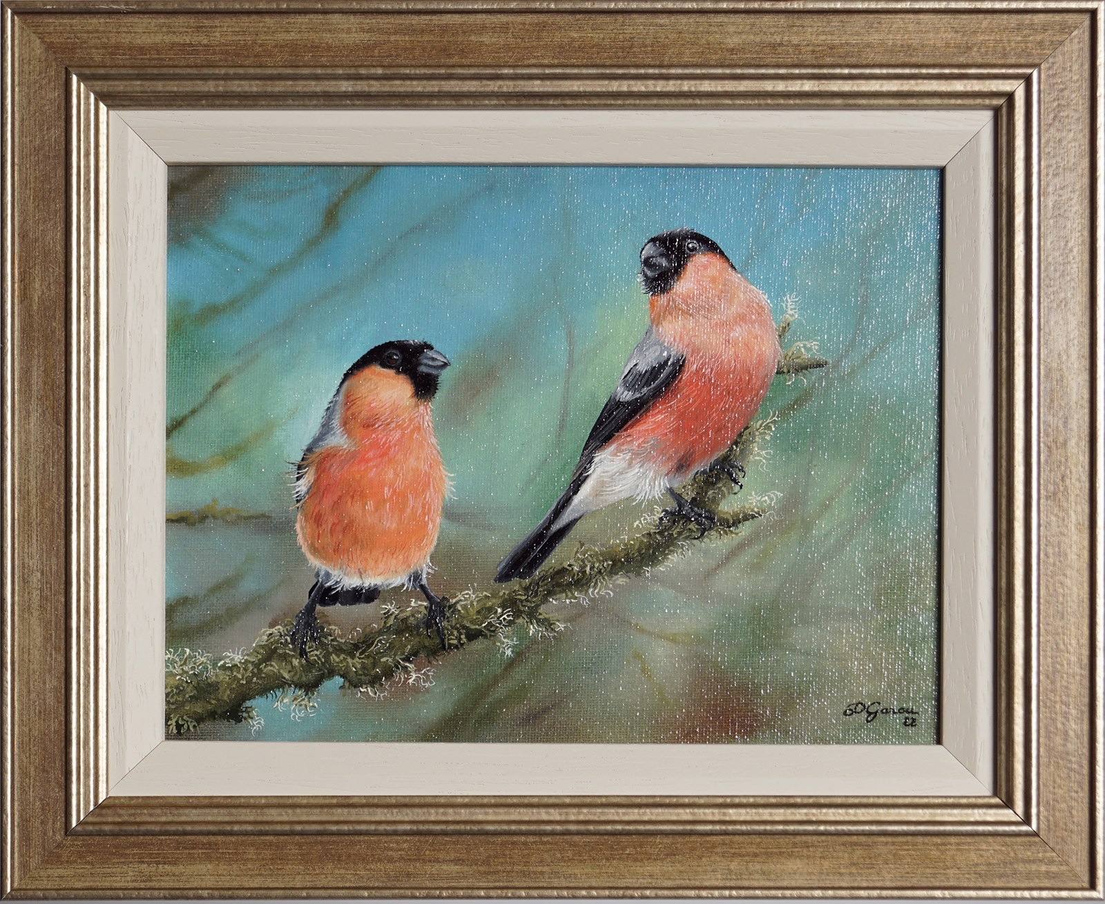 Daniela Garau | Realistic painting of bull finches | MutualArt