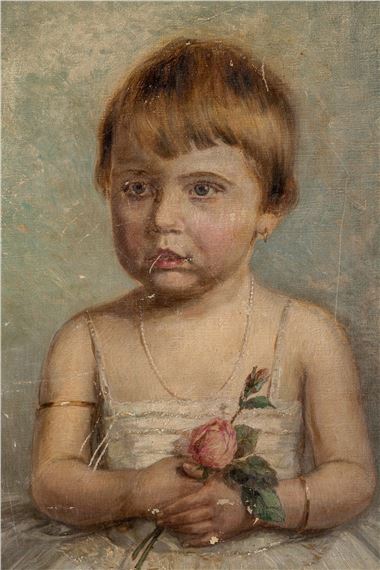 Robert Scheffer | Portrait of little girl with roses | MutualArt