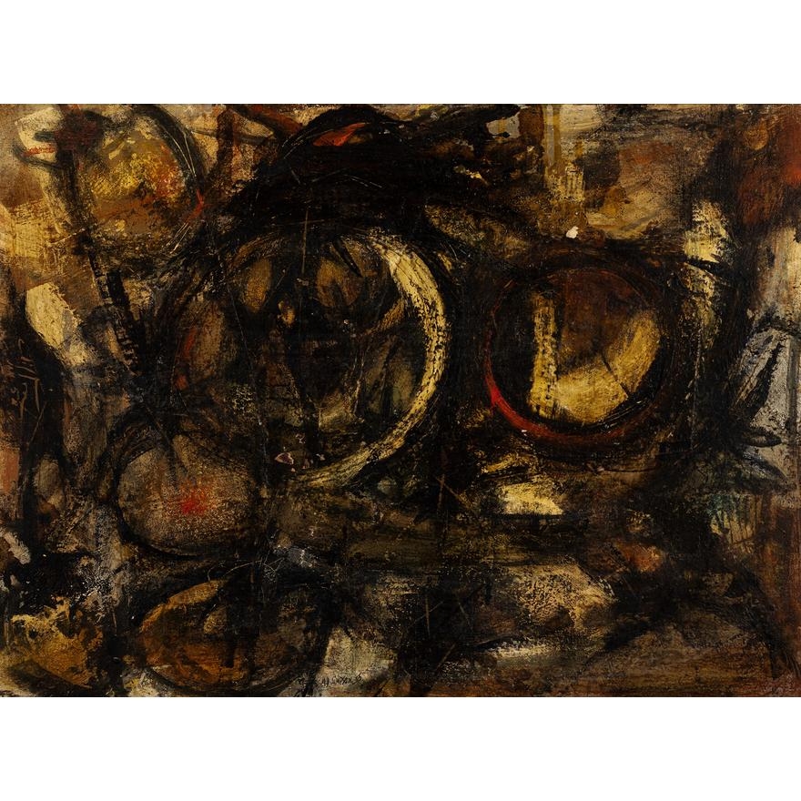 Merton D. Simpson | Cock Fight (1955) | MutualArt