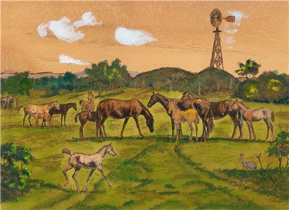 Harold Bugbee | Grazing Horses (1949) | MutualArt