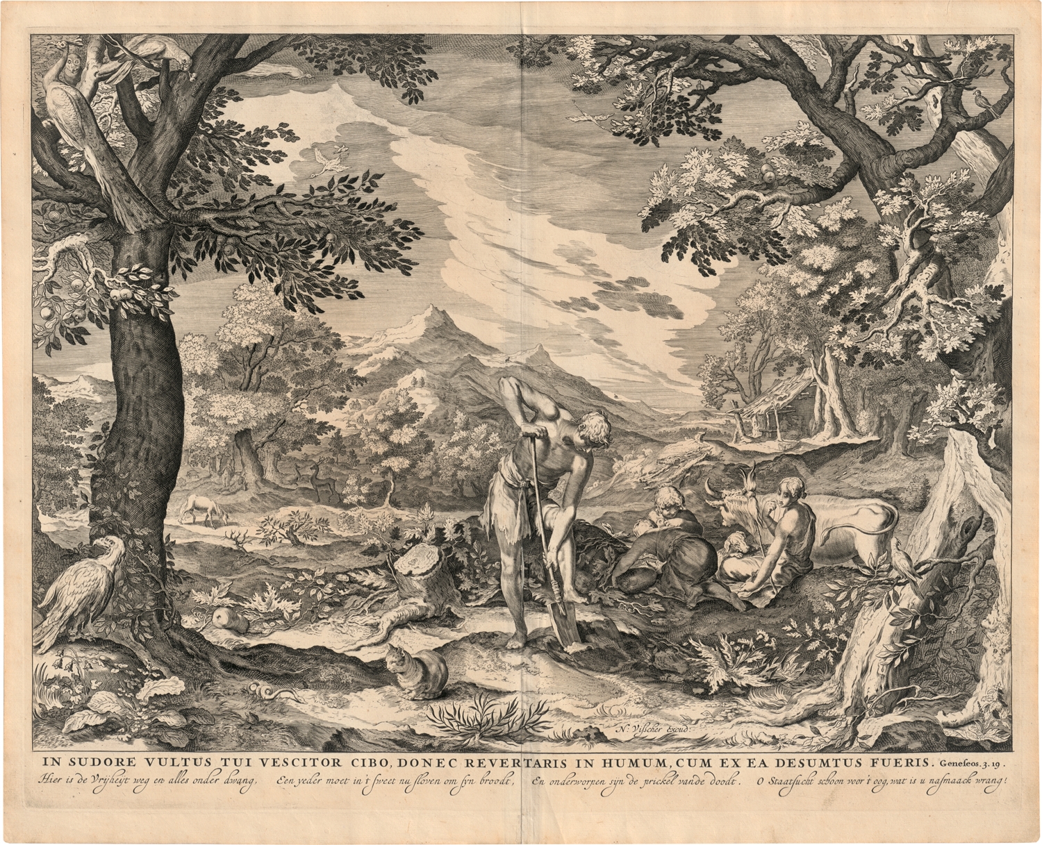 Claes Jansz Visscher the Younger | Der Garten Eden mit Adam und Eva nach der Verbannung | MutualArt