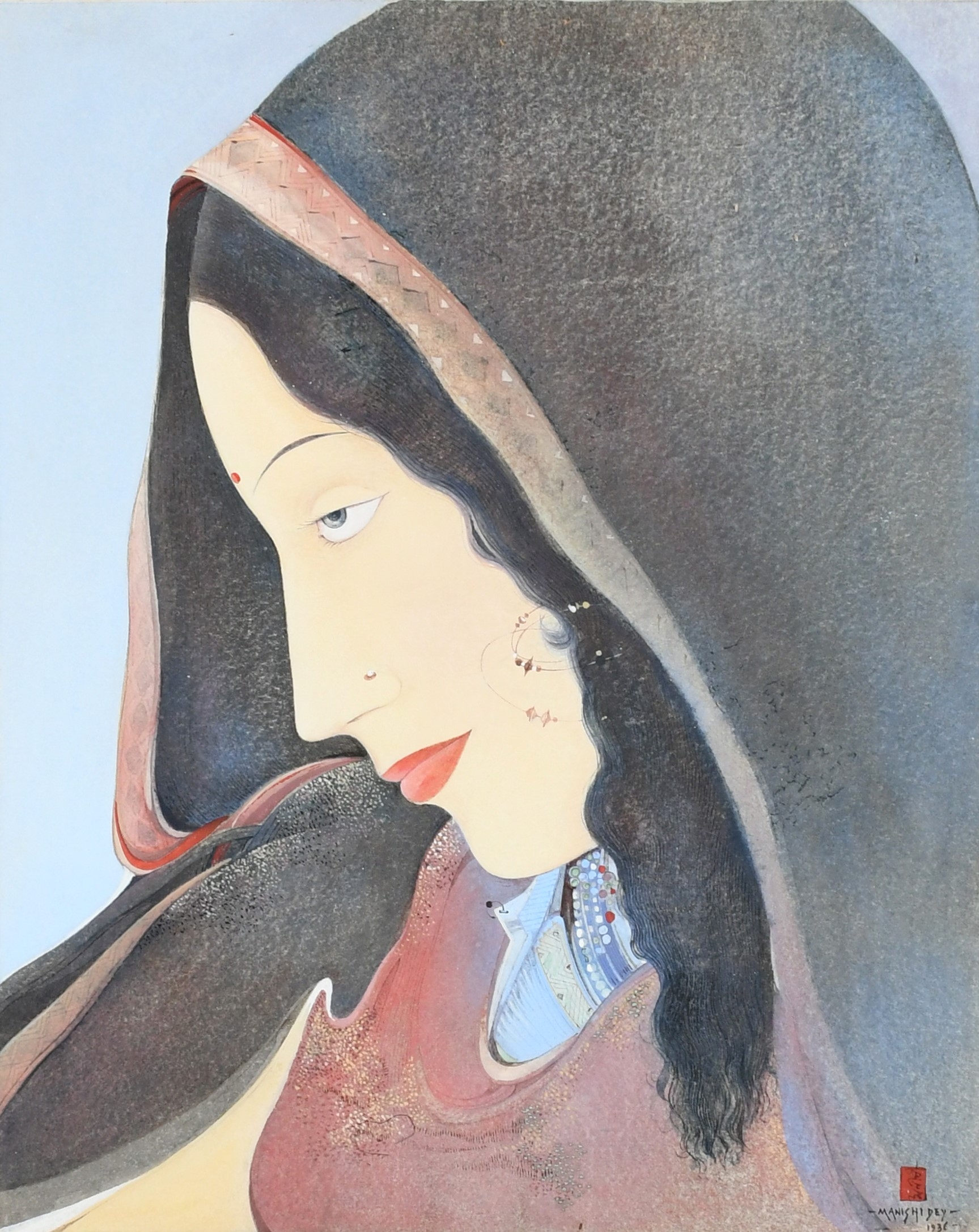 Manishi Dey | Portrait of a woman wearing a white headscarf; Portrait ...