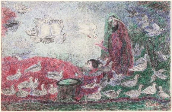 Esther Carp | Family with birds | MutualArt