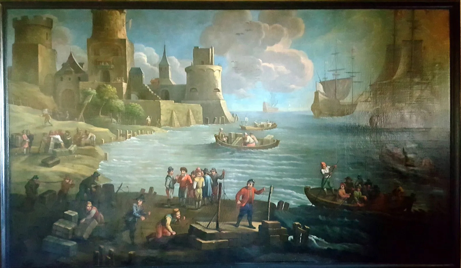 Dutch School, 18th Century | Scène de port animée de personnages ...