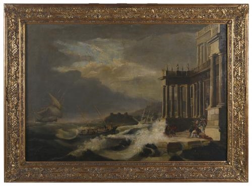 Charles Beaubrun | SHIPWRECK IN FRONT OF A CLASSICAL TEMPLE (20th ...