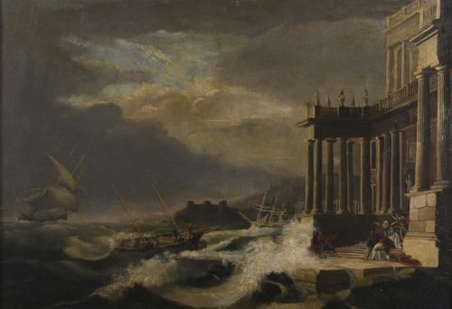 Charles Beaubrun | SHIPWRECK IN FRONT OF A CLASSICAL TEMPLE (20th ...