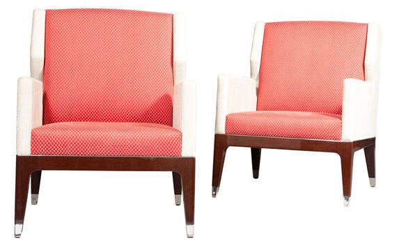 Frank Pollaro | Pair of Frank Pollaro Upholstered Chromed Metal ...