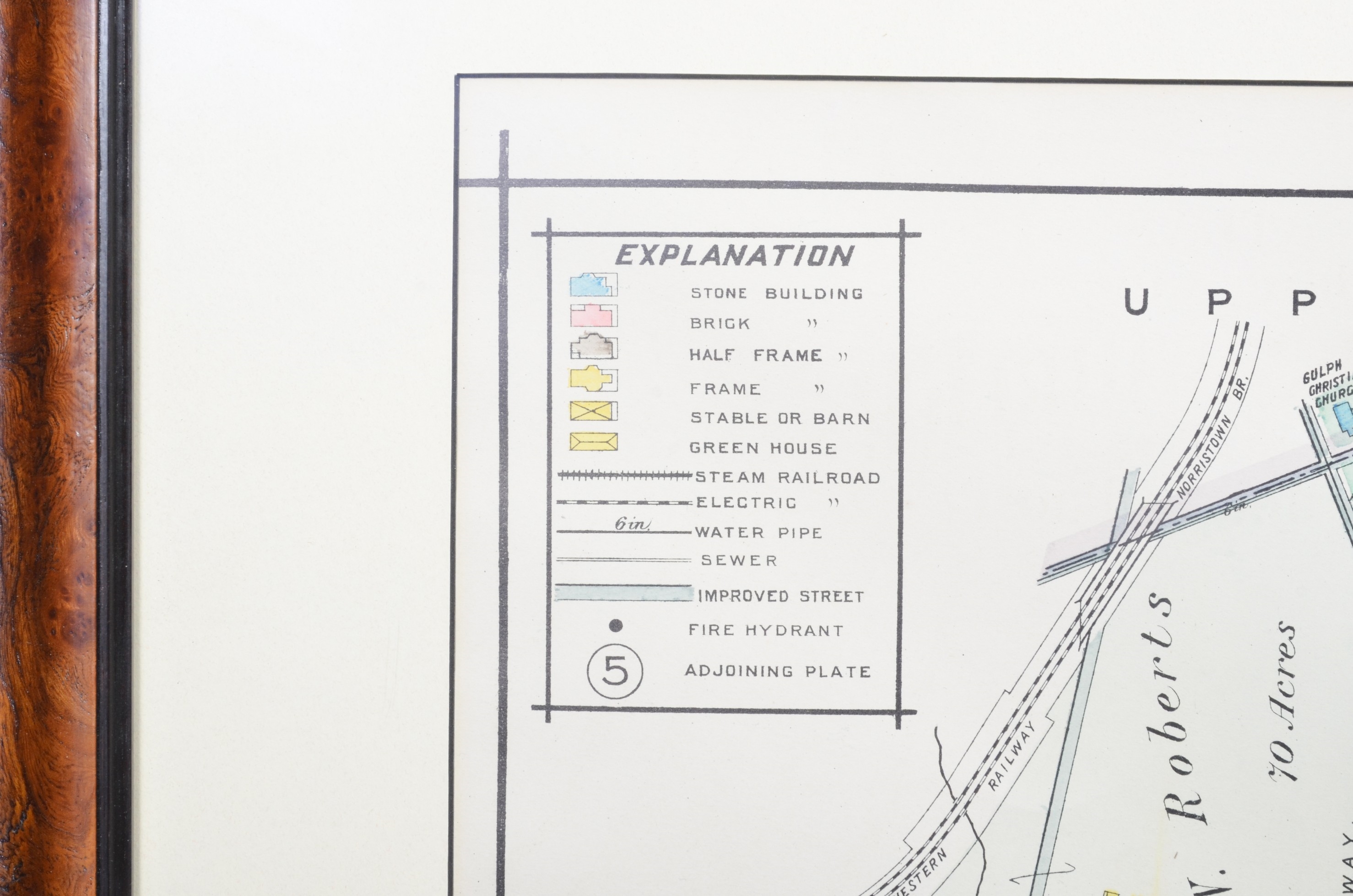 H. Mueller | 1920 Atlas Main Line Pennsylvania RR lithograph with hand ...