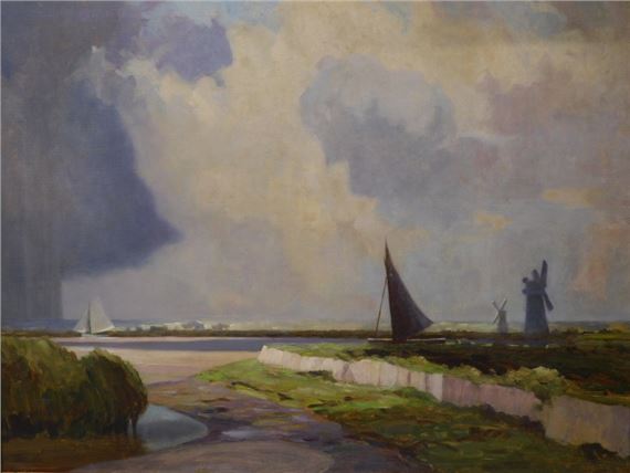 John Alfred Arnesby Brown | Manner of Arnesby Brown. Boats on calm ...