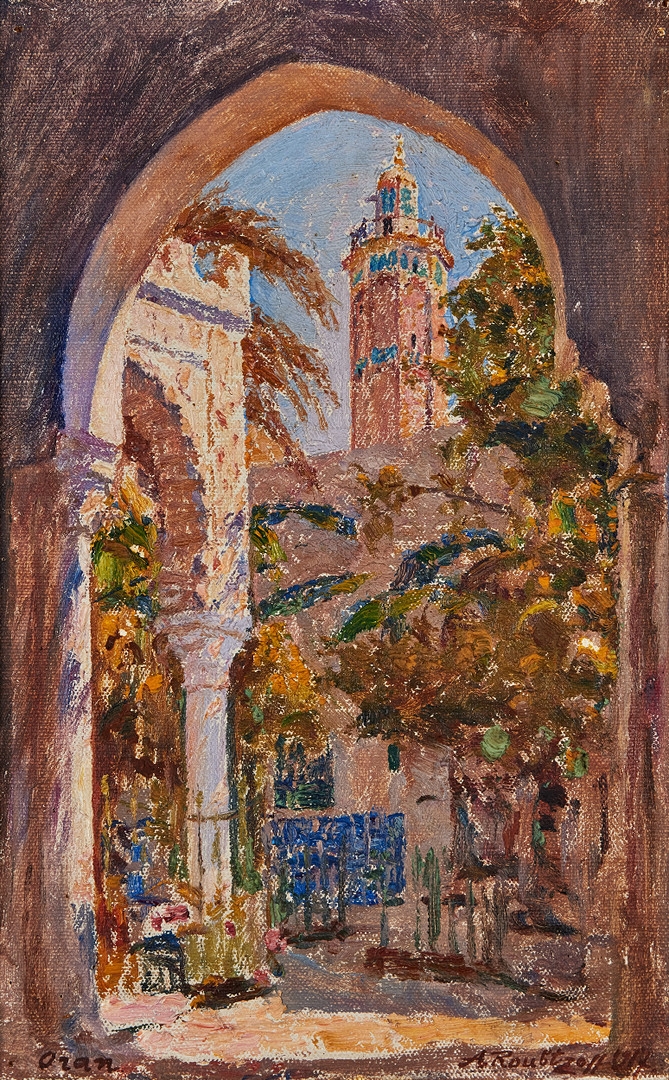 Alexandre Roubtzoff | Stadsmiljö från Oran i Algeriet med Hassan Pasha ...