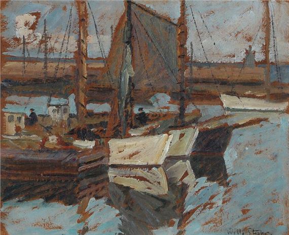 William Stuhr‏ | Harbour scene from Skagen | MutualArt