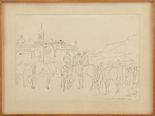 Ugo Vittore Bartolini | Landscape with figures and animals (1958 ...