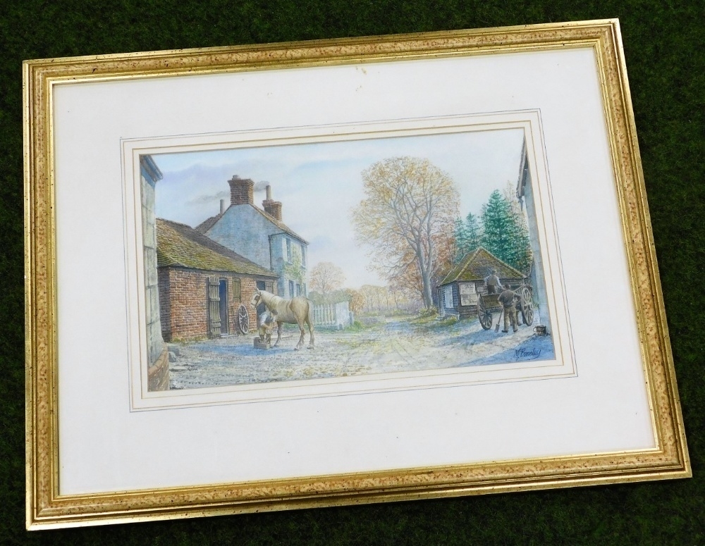 M. Bensley | Village scene with blacksmith and horse, etc., | MutualArt