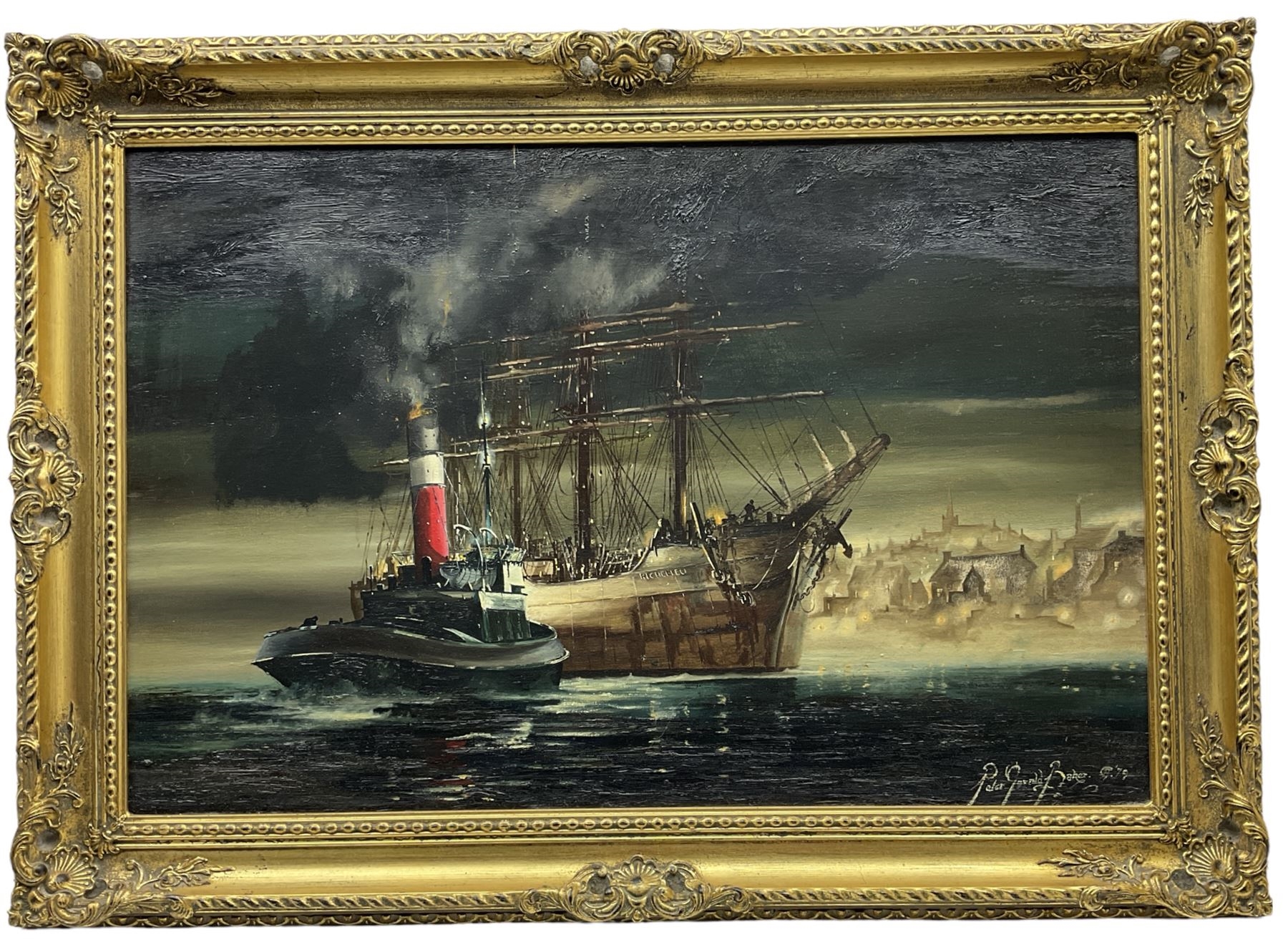Peter Gerald Baker | Masted Battleship Richelieu near French Coast (79 ...