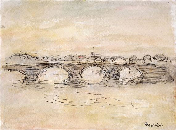 Wilhelm Rudolph | Dresdner Elbbrücken im Abendlicht | MutualArt