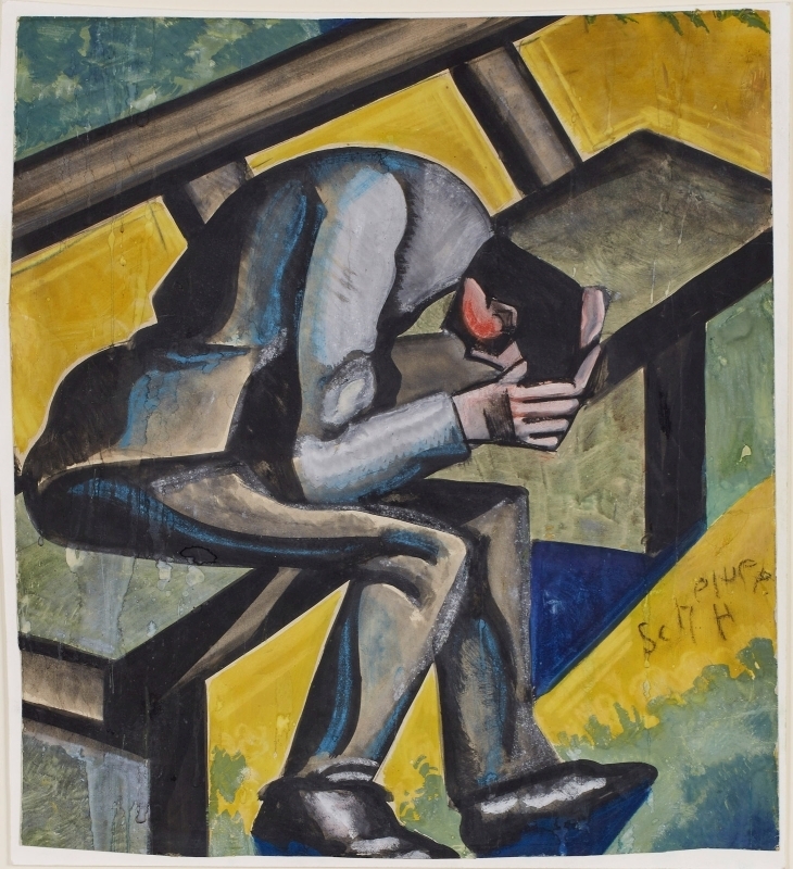 Hugó Scheiber | Auf einer Parkbank sitzender Mann | MutualArt