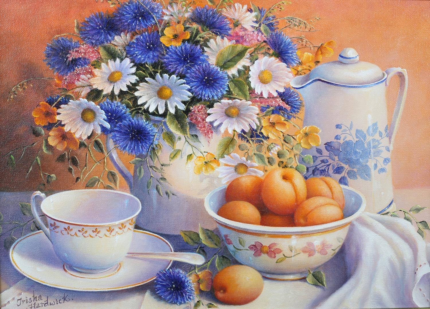 Trisha Hardwick | Cornflowers and Apricots | MutualArt