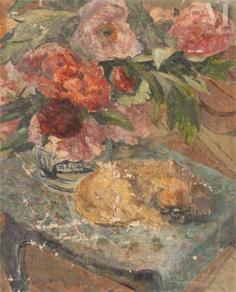 Albert Grenier | Bouquet de pivoines sur une table | MutualArt