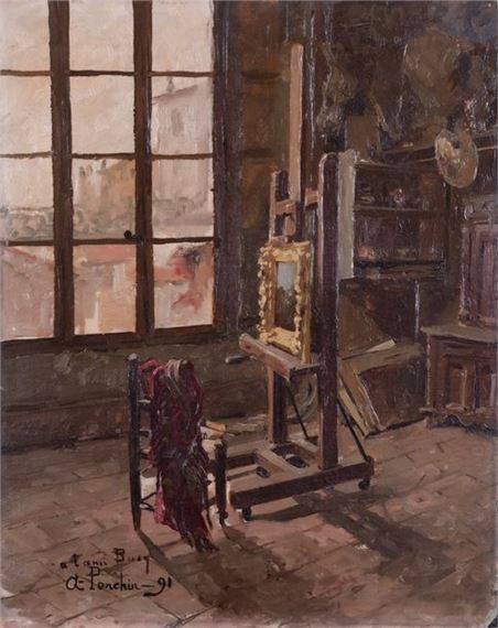 Antoine Ponchin | The painter's studio. 1891 (1891) | MutualArt