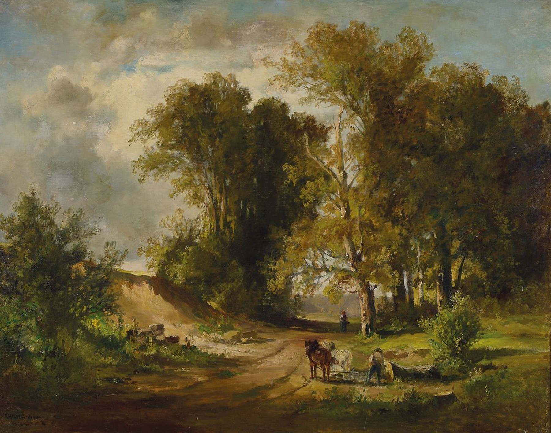 Fritz Halberg-Krauss | Lightening woodland landscape with figure ...