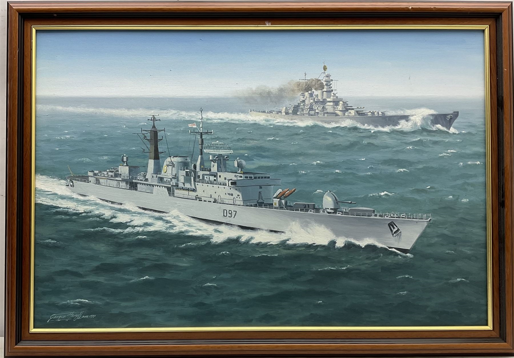 George Heiron | USS Missouri with HMS Edinburgh at Full Steam (1991 ...