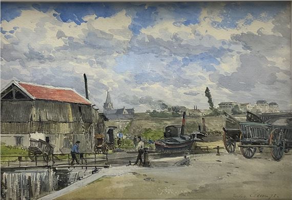 Jules Lessore | Paris Canal looking towards Abbey St. Denis | MutualArt
