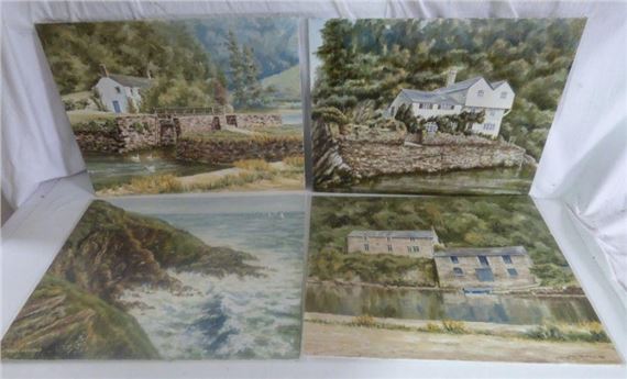 Hugh Penfold | Washing Rocks Polruan Cornwall, Boat House Pont Cornwall ...