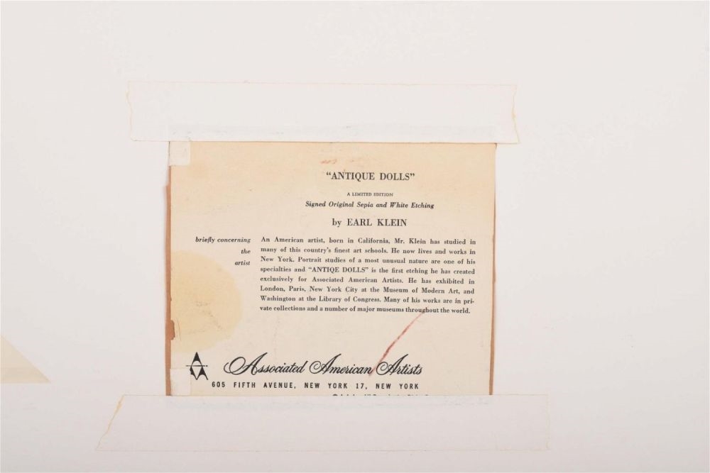 Earl Klein | Antique Dolls Etching | MutualArt