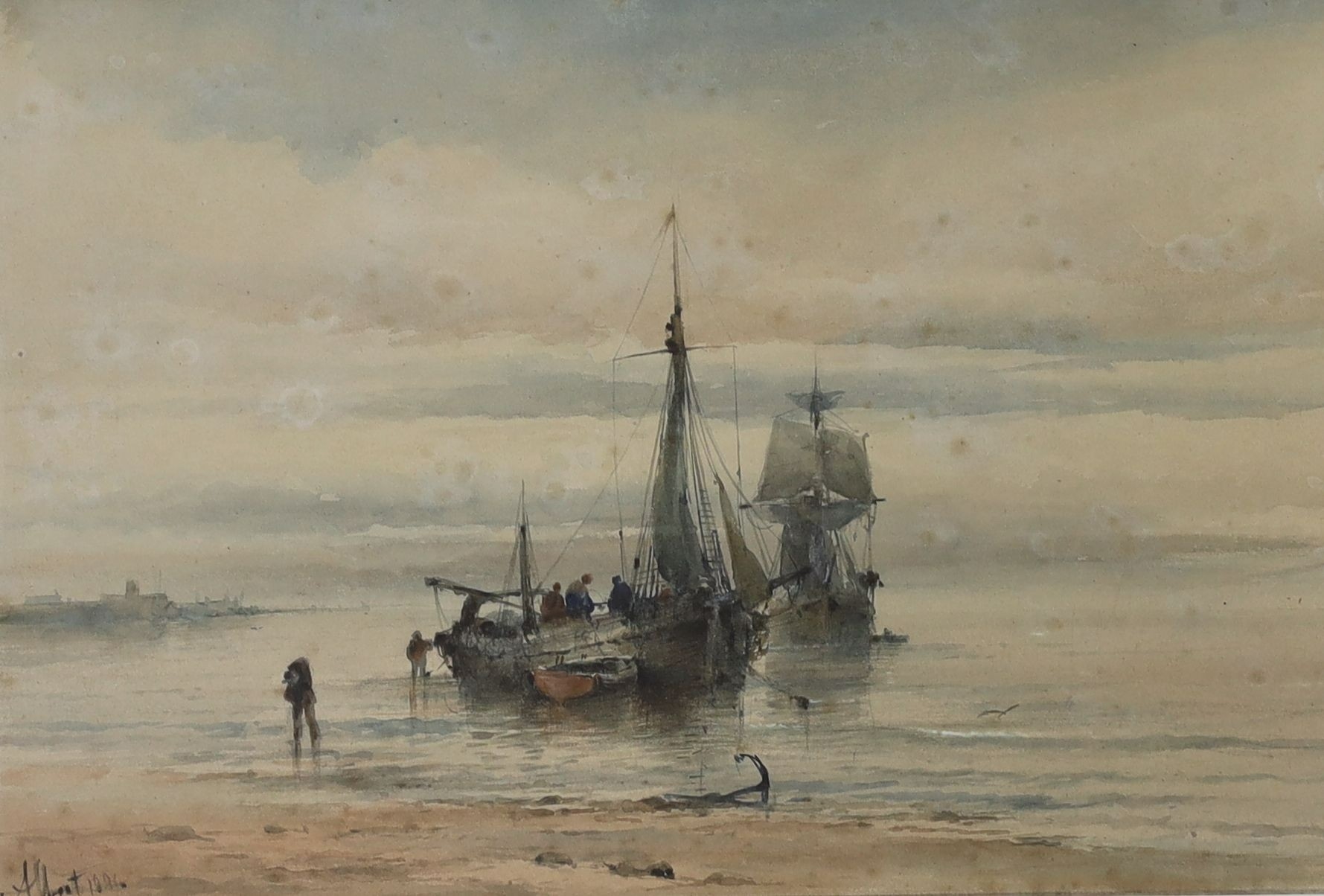 Albert Ernest Markes | 'Fishing boats unloading the catch' (1886 ...