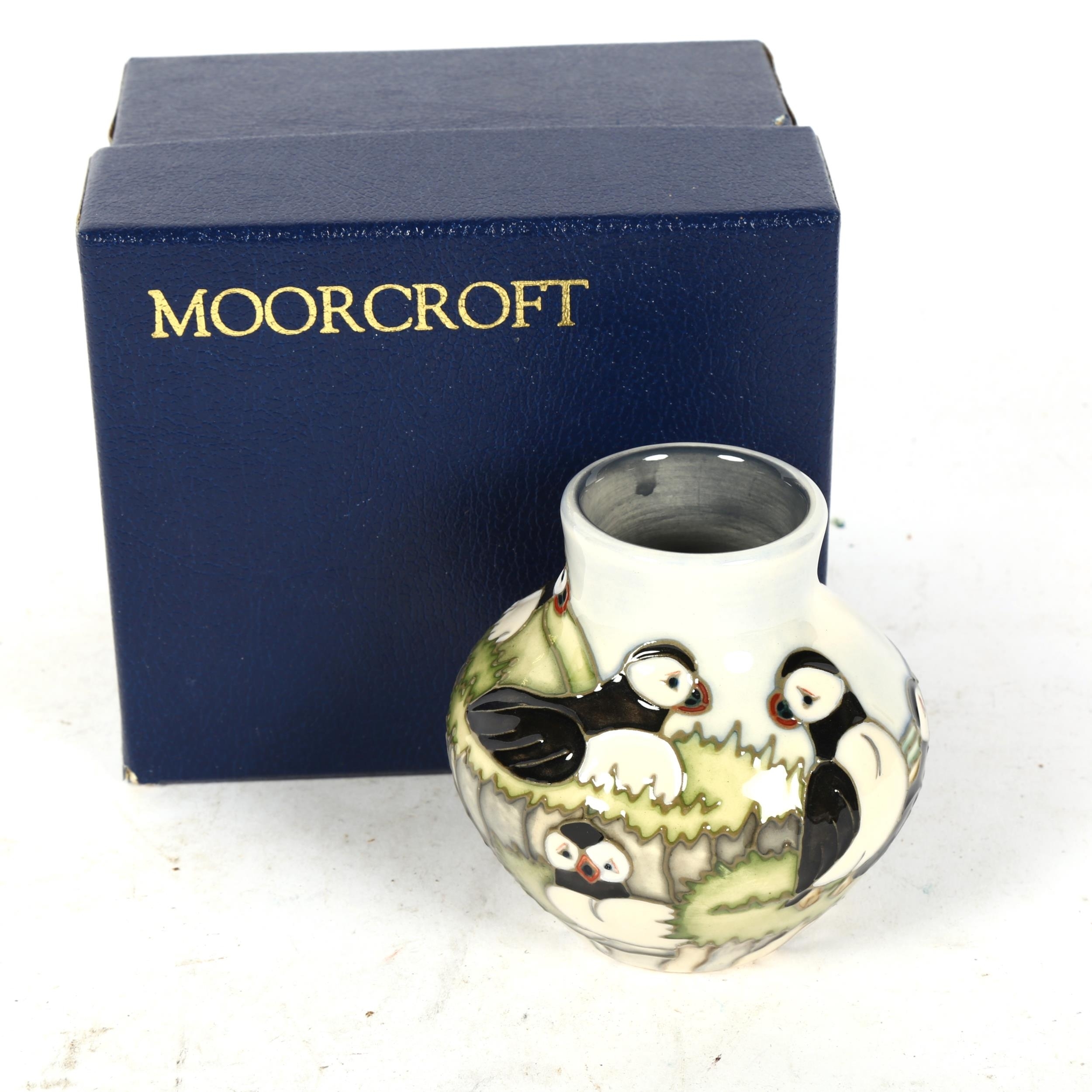 Moorcroft | A Moorcroft Puffin pattern squat vase | MutualArt