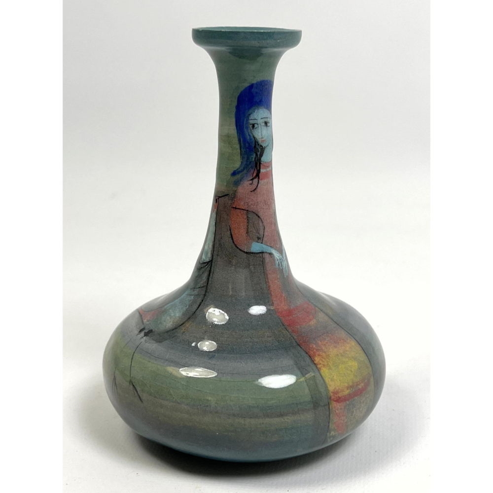 Polia Pillin | Art Pottery Vase. Hand painted image of blue haired ...