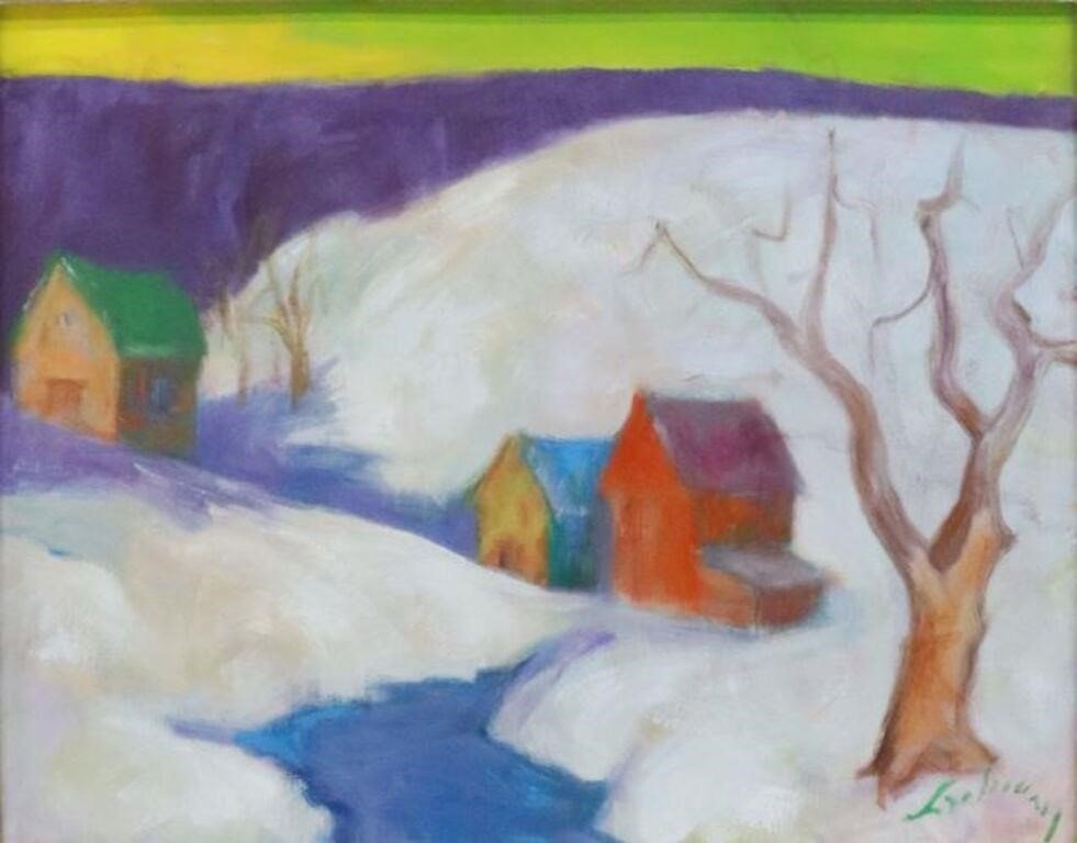 Alan Lachman | Winter Landscape with Houses | MutualArt