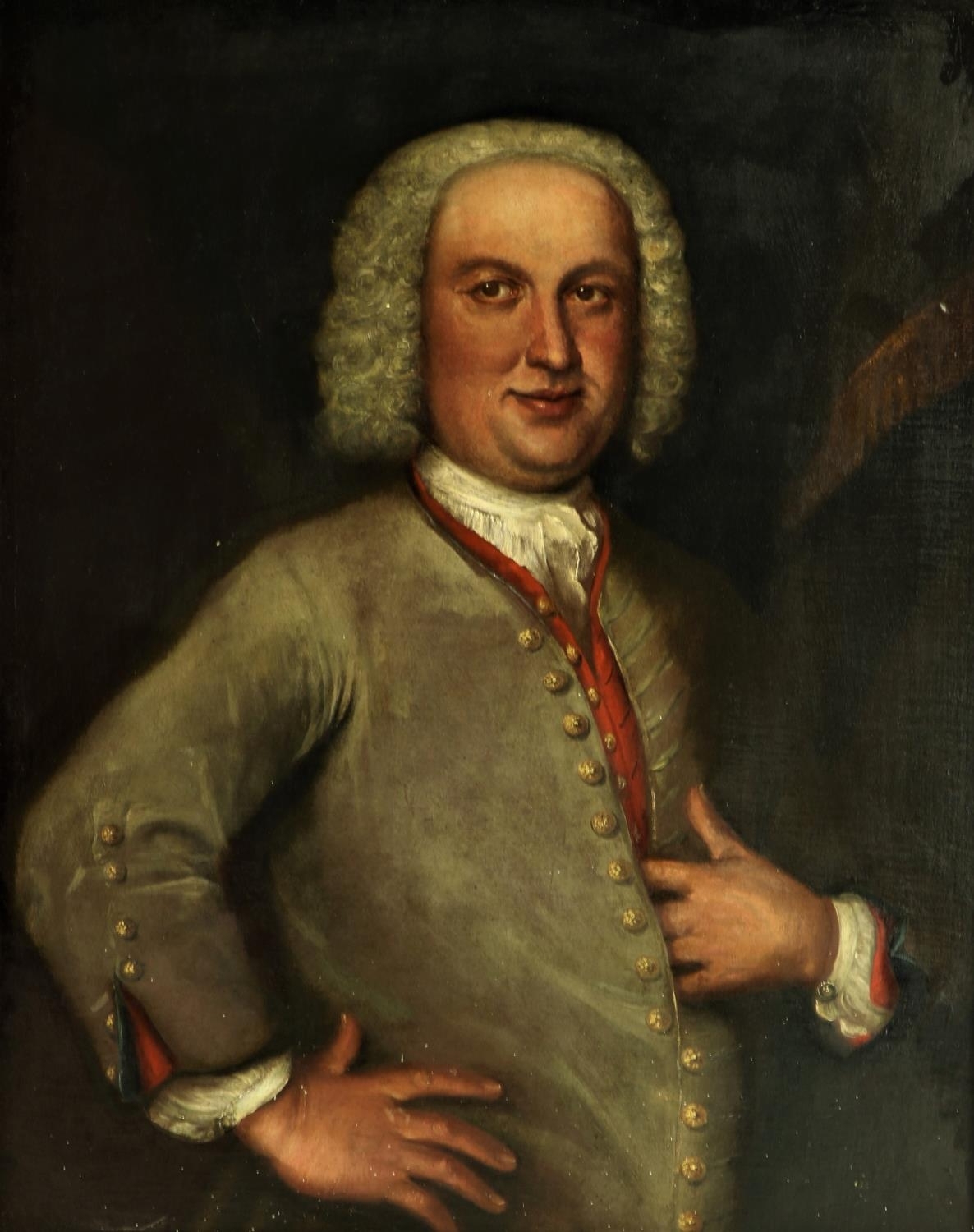 Irish School, 18th Century | Portrait of a Gentleman with grey wig, red waistcoat and grey ...