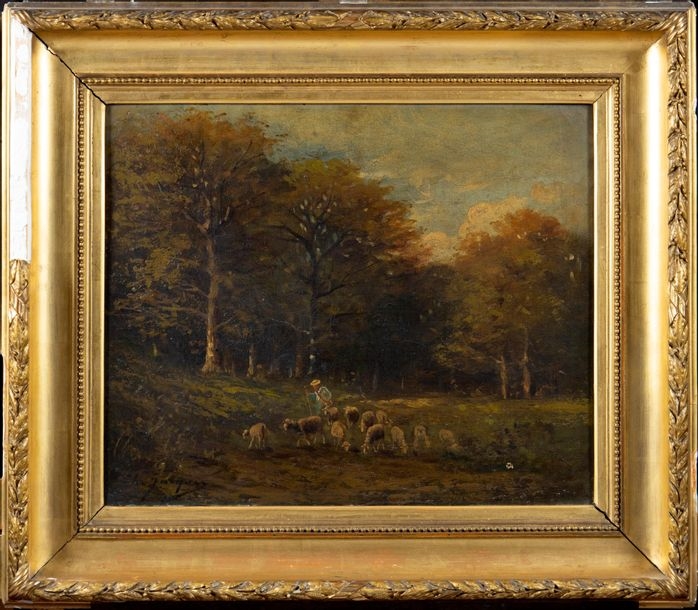 Charles Jacques | Shepherd and his flock on the edge of a forest ...
