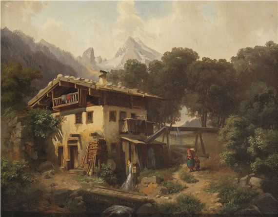 Heinrich Hofer | A winter landscape with figures beside a horse-drawn ...