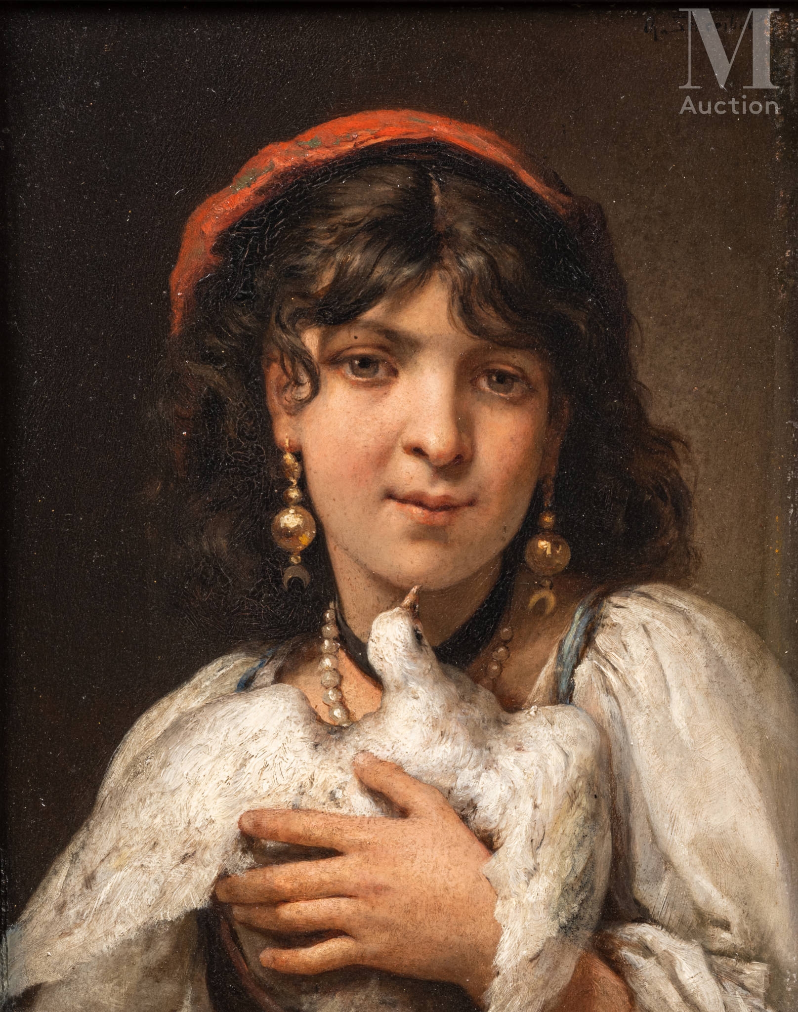 Charles Baptiste Schreiber | Jeune napolitaine à la colombe | MutualArt