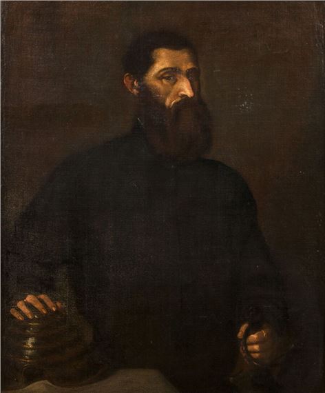 Titian | Portrait of a man with his hand on his helmet (Circa 1540 ...