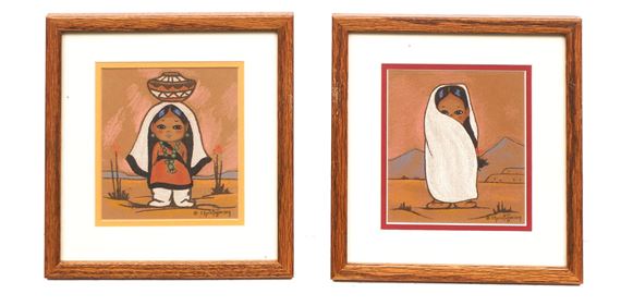 Gerda Christoffersen | pair of Native American portraits, young girls ...