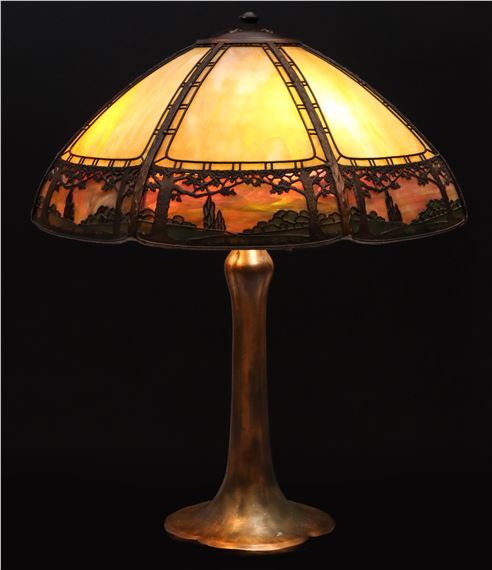 Handel Lamp Company | A FINE HANDEL SCENIC OVERLAY TABLE LAMP C. 1930 ...