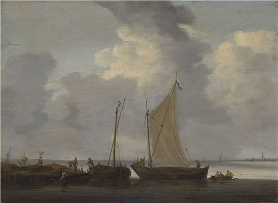 Jeronymus Van Diest | A calm with fishermen unloading their catch ...