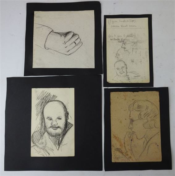 Ferdinand Desnos | four drawings on paper representing portraits and a ...