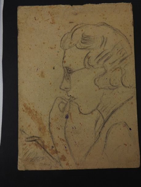 Ferdinand Desnos | four drawings on paper representing portraits and a ...