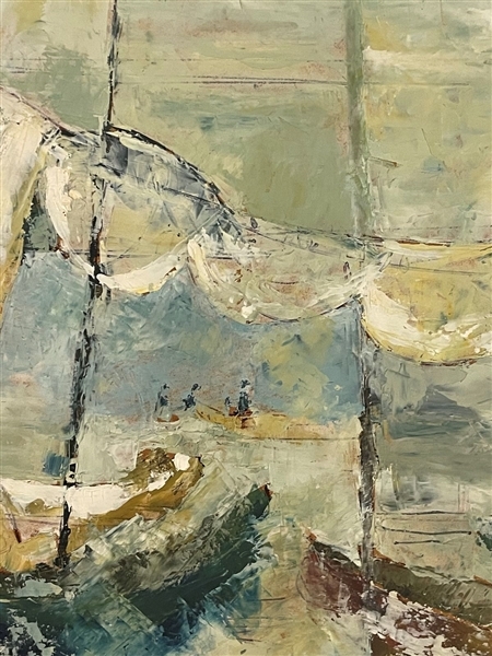 Cedric Chang | Cedric Chang 1963 Oil on Board Dawn at Fisherman's Wharf ...