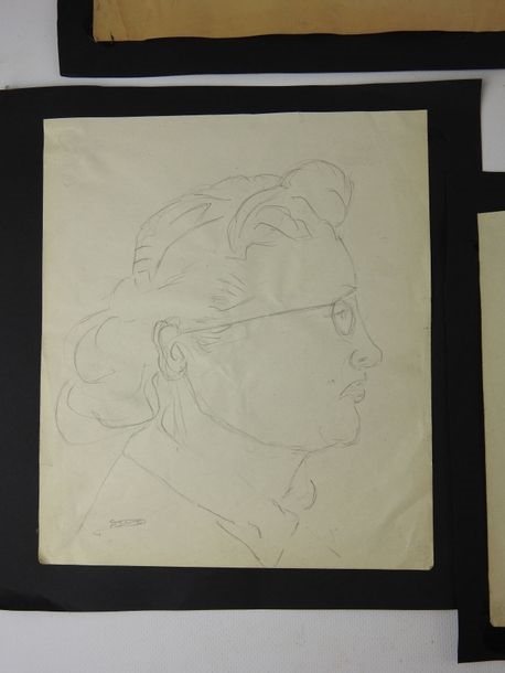 Ferdinand Desnos | five drawings on paper representing portraits ...